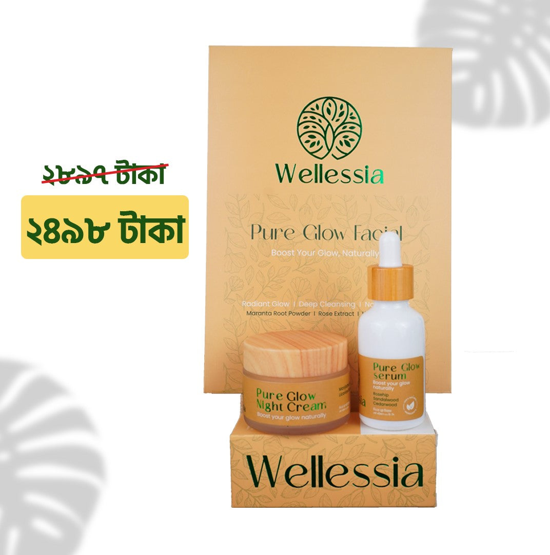 Pure Glow Set (Serum, Night Cream, Facial) – Wellessia
